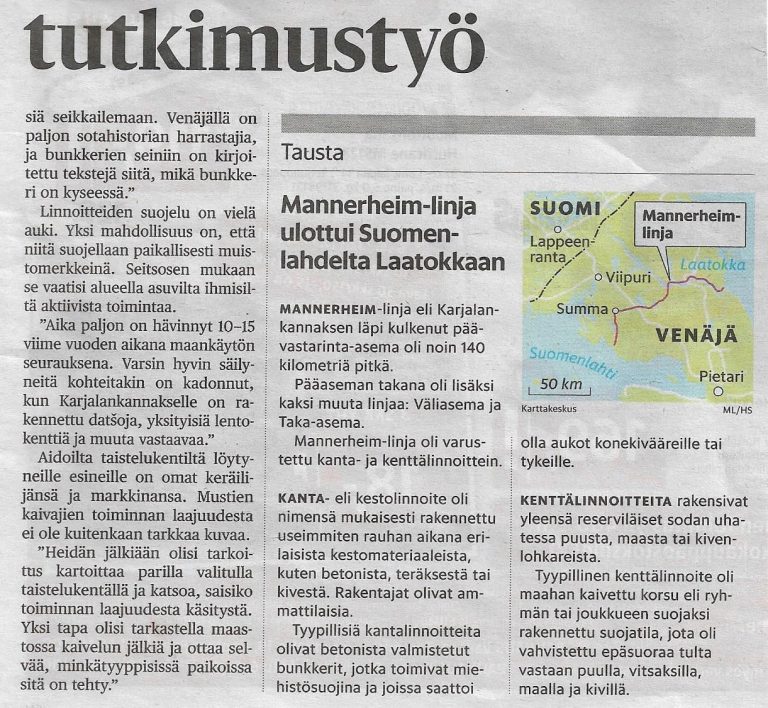 Mannerheimin linjaa tutkitaan